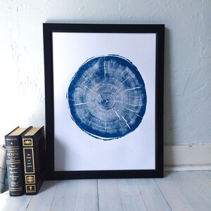 Tree Ring Art Print, Blue Cottonwood, Wood Slice, Tree Slice Print ...