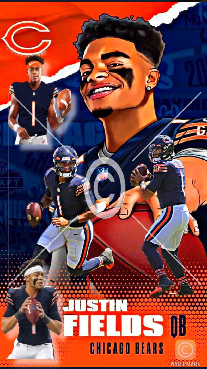 Justin Fields Bears Football Chicago Sports Sublimation - Etsy
