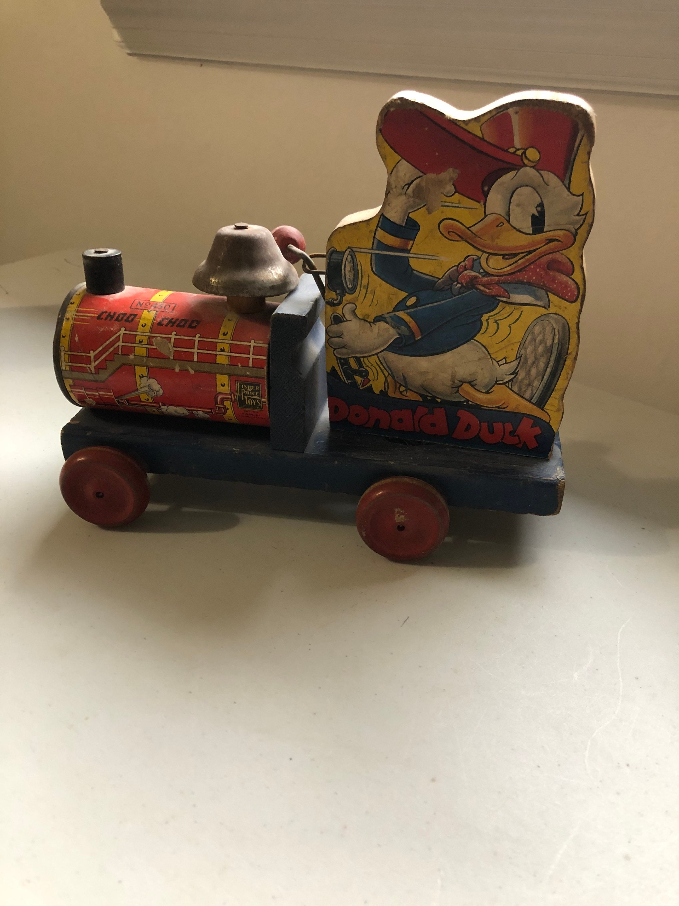 Fisher Price Donald Duck Choo Choo Pull Toy 1940 Rare No. 450 Walt ...