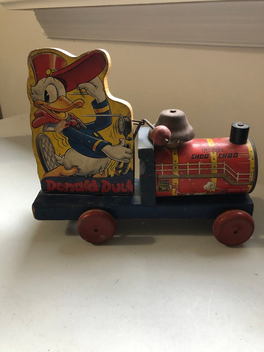 Buy Fisher Price Donald Duck Choo Choo Pull Toy 1940 Rare No. 450 Walt ...