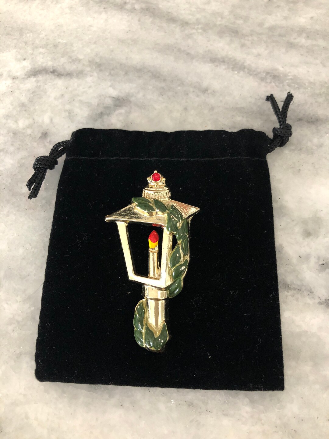 Vintage Lamp Post Christmas Enamel Rhinestone Pin Brooch - Etsy