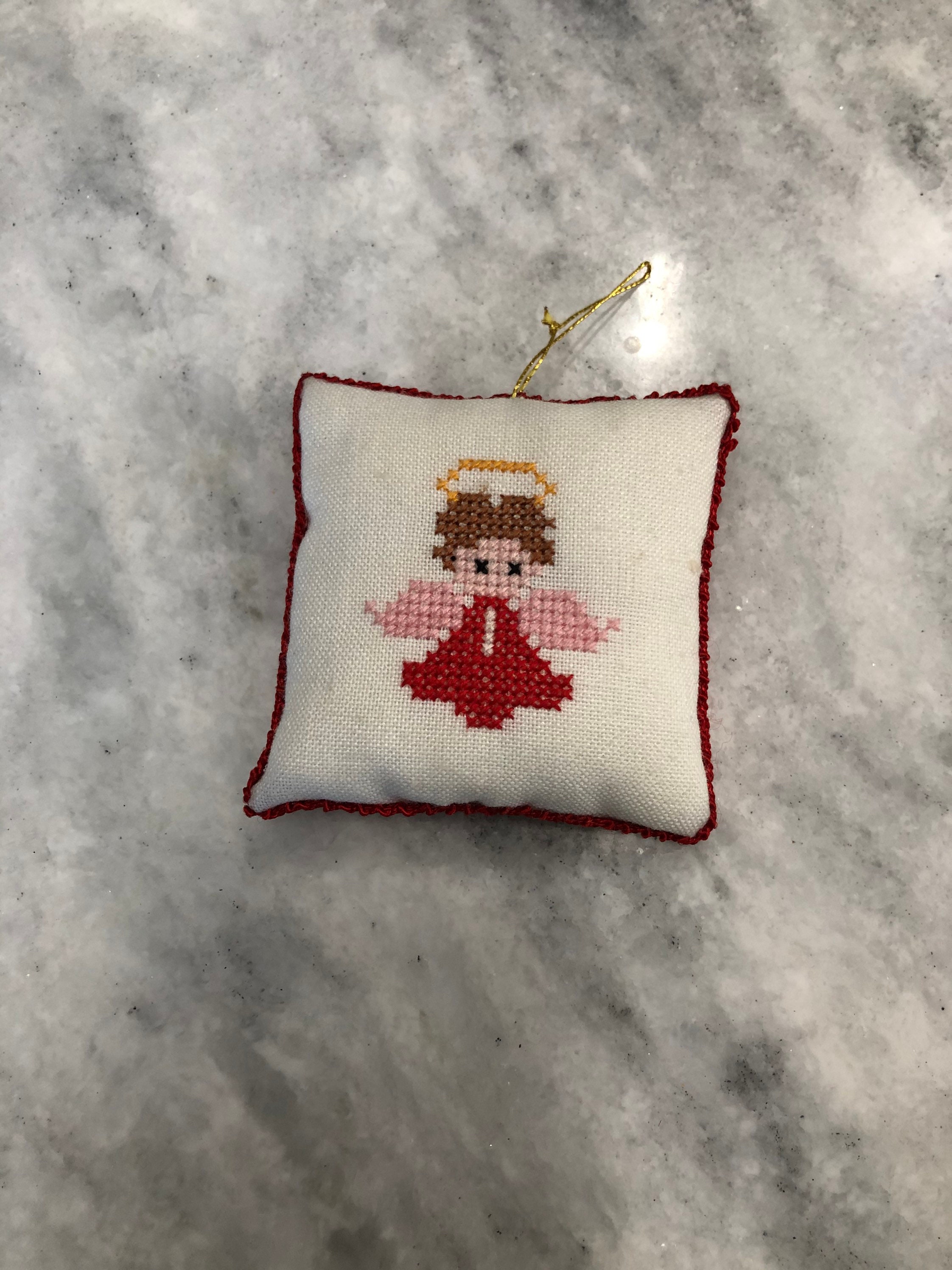 Mid-century Cross Stitch Stuffed Christmas Angel Ornament Authentic ...