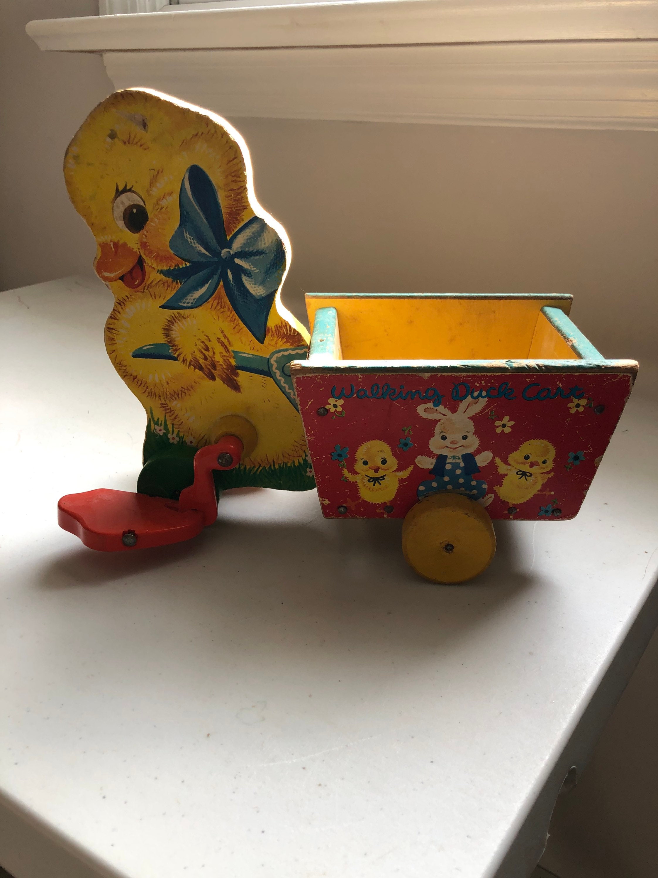 Vintage Fisher Price Walking Duck Cart No.305 Wooden Pull Toy Rare Find - Etsy
