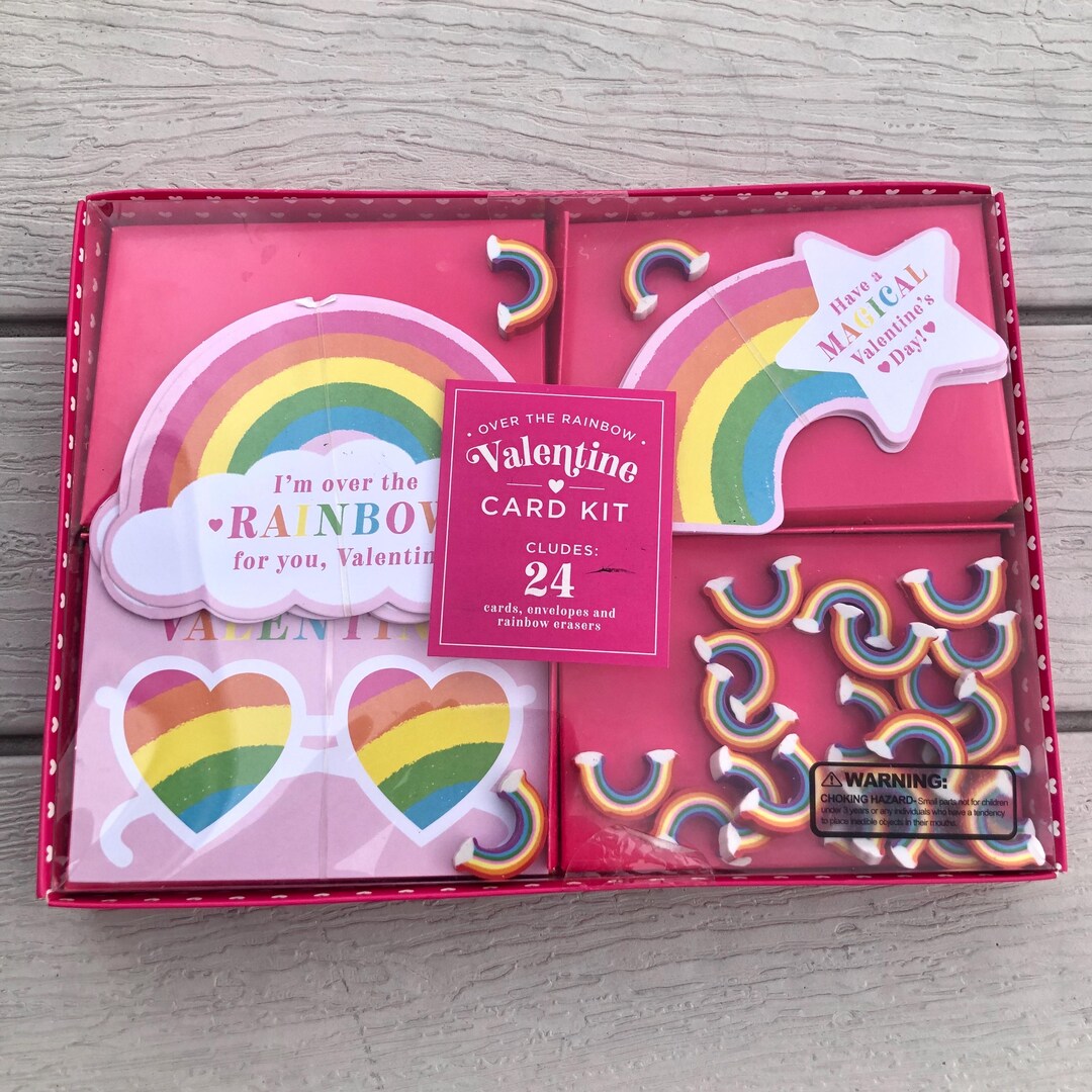 Elum Valentine’s Day Kit Magical Rainbows Cards +envelopes +erasers 24 ...