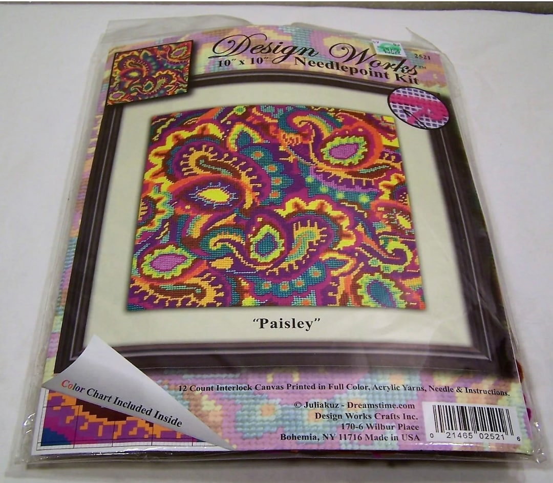 Paisley Needlepoint Kit 10 X 10 Designs Works 2521 Needlecraft ...