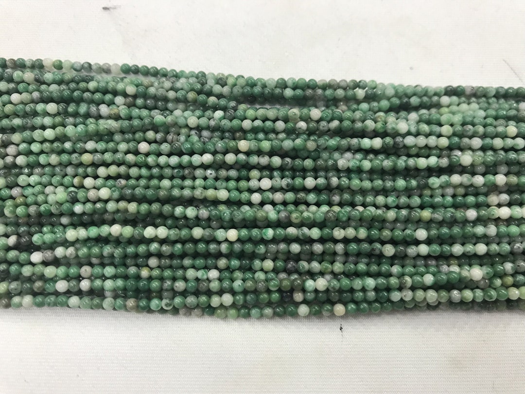 Natural Qinghai Green Jade 2mm / 3mm Round Genuine Loose Beads 15 Inch ...