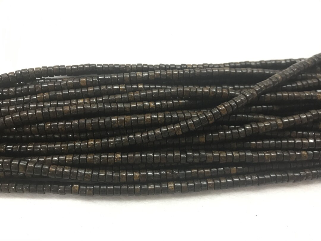 Natural Bronzite Jasper 4mm Heishi Genuine Brown Gemstone Loose Beads ...