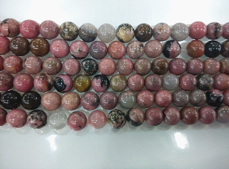 Natural Rhodonite 4mm 12mm Round Genuine Black Line Loose | Etsy