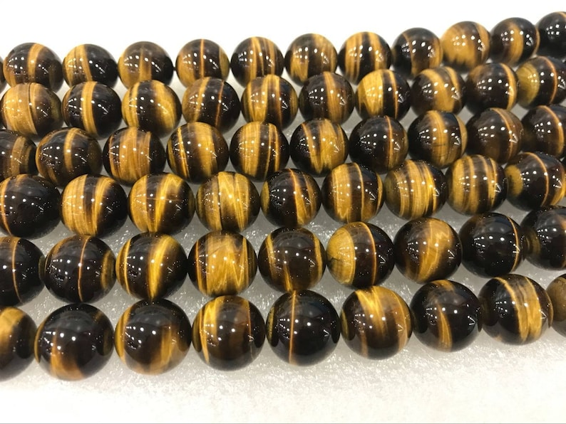 Genuine Yellow Tiger Eye 6mm/8mm/10mm/12mm/14mm Round Natural Grade AAA ...