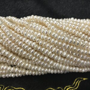 Freshwater Pearl 3-4mm / 4-5mm / 5-6mm Button Natural White Loose Beads ...