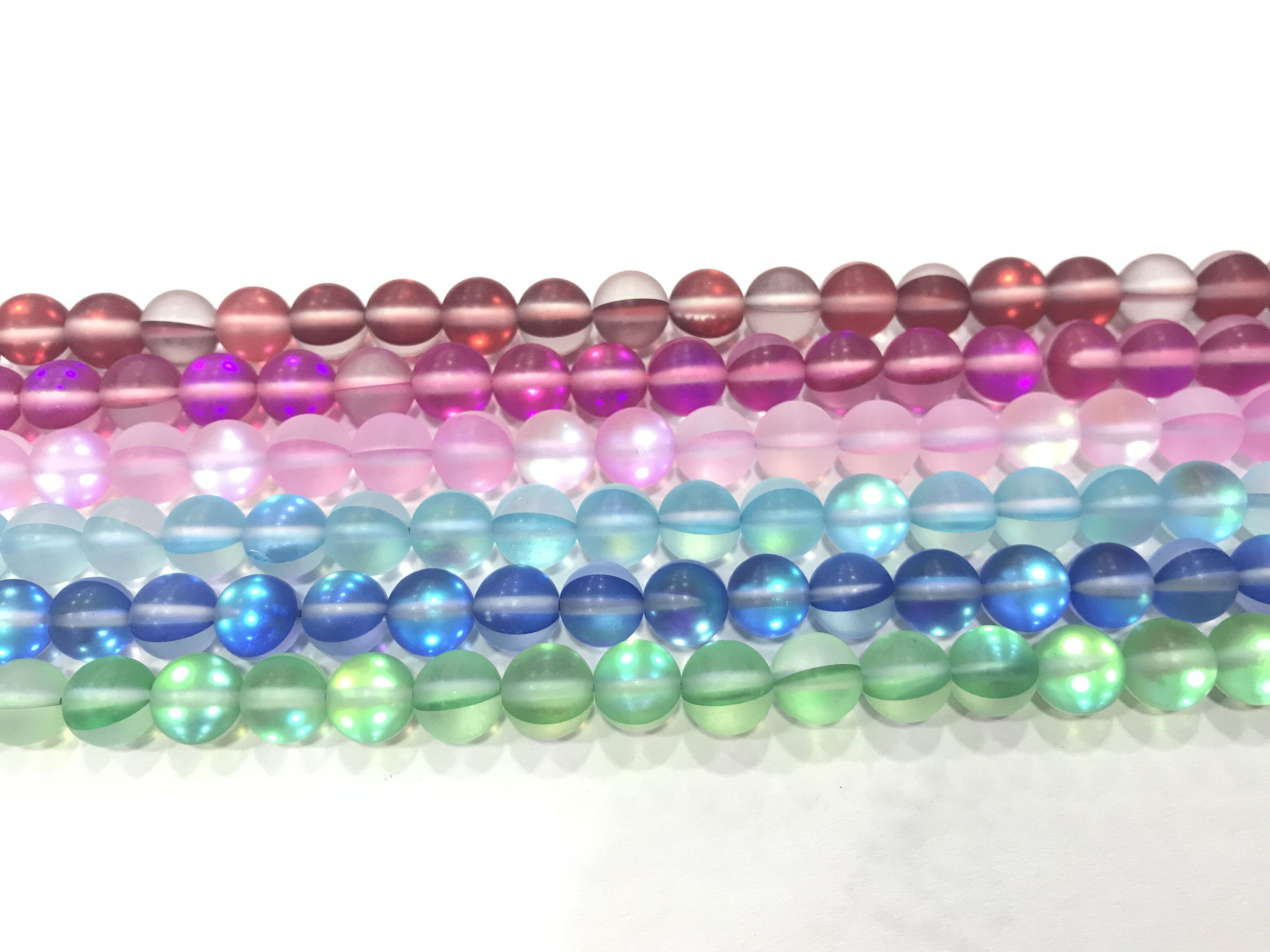 Matte Multicolor Moonlight Glass 6mm 12mm Round Rainbow | Etsy