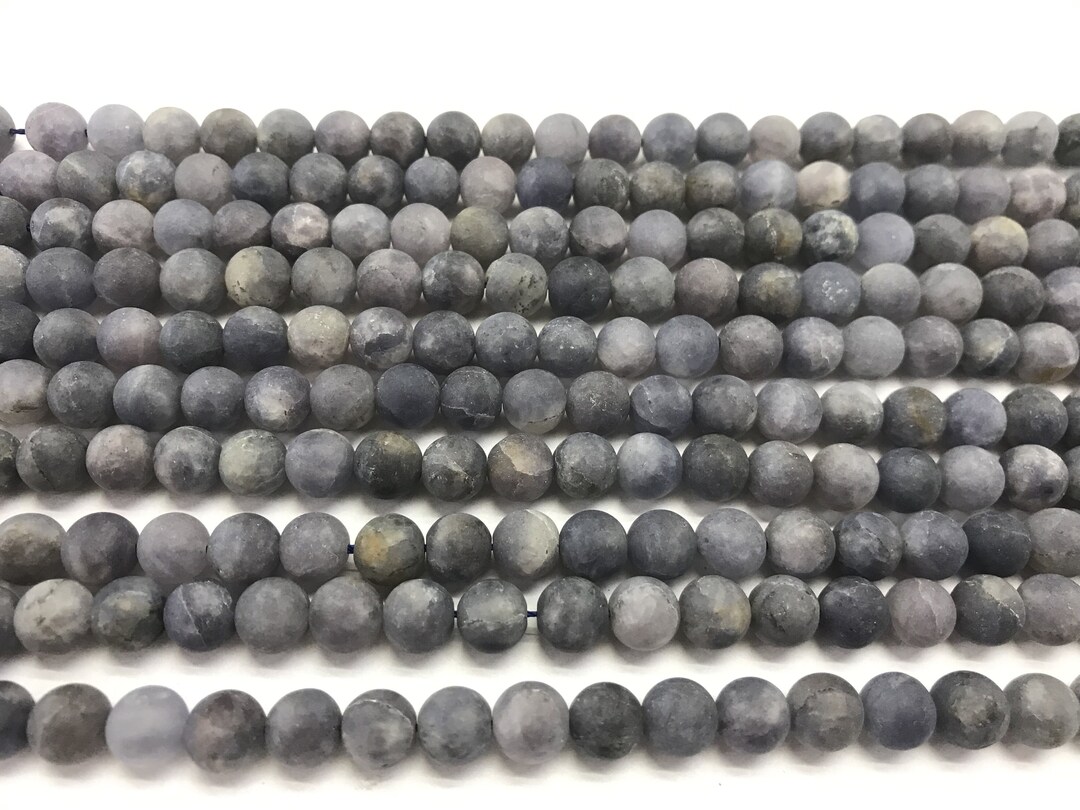 Natural Matte Iolite 6mm / 8mm Round Genuine Gemstone Gradeb Loose ...