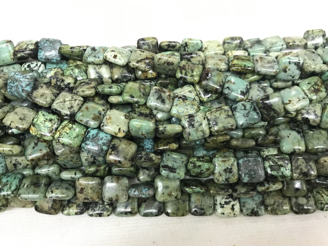 Genuine Africa Turquoise 10mm / 12mm Square Natural Green Gemstone ...
