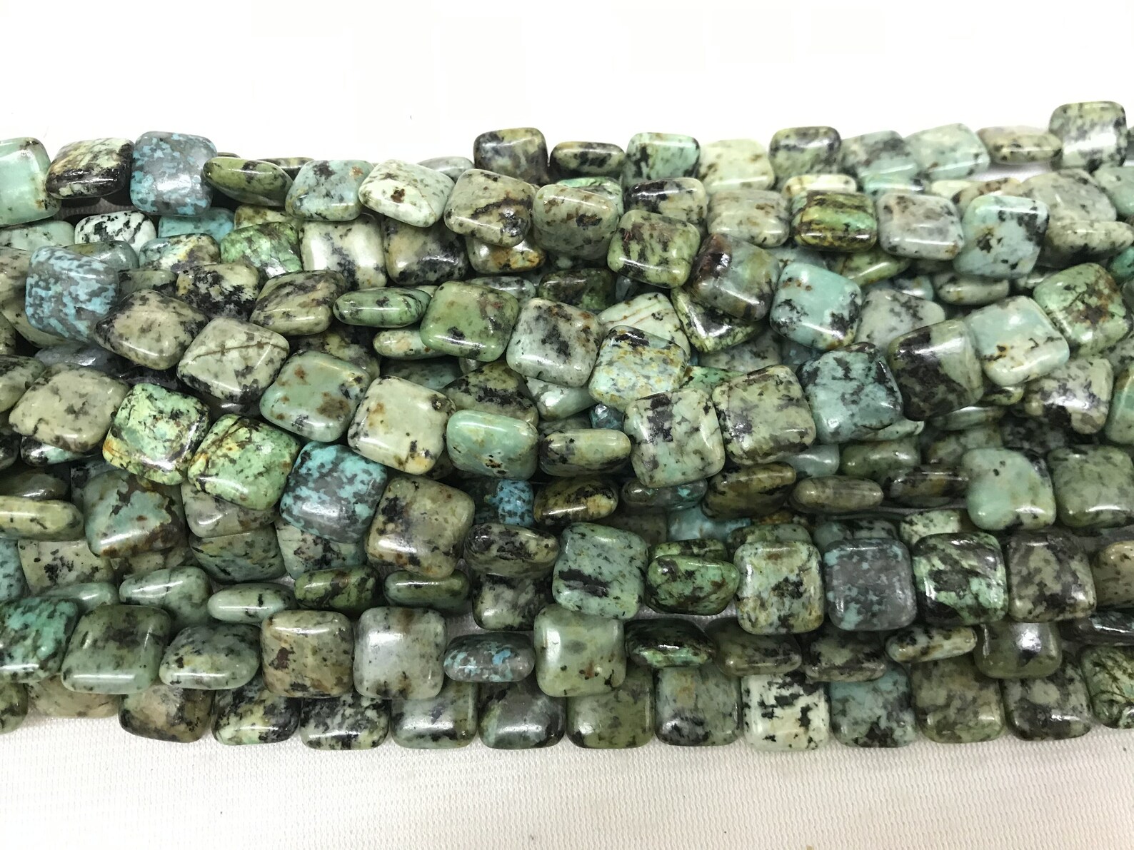 Genuine Africa Turquoise 10mm / 12mm Square Natural Green Gemstone ...