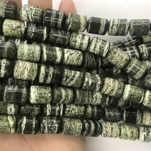 Green Silver Line Jasper 10x13mm Triangular Prism Gemstone Tube Loose ...