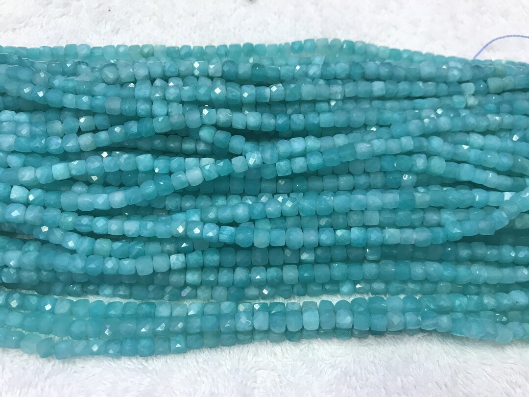 Genuine Faceted Amazonite Green 4-4.5mm Cube Cut Natural Gemstone Loose ...