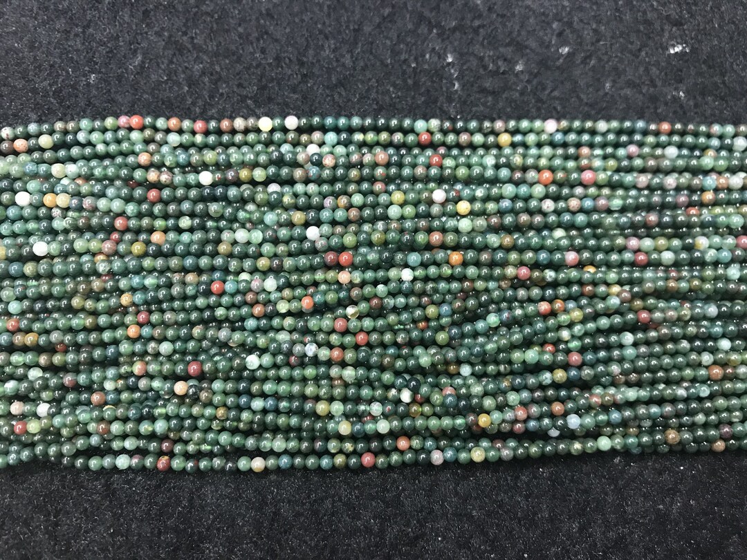 Natural Bloodstone Green 2mm / 3mm Round Genuine Gemstone - Etsy