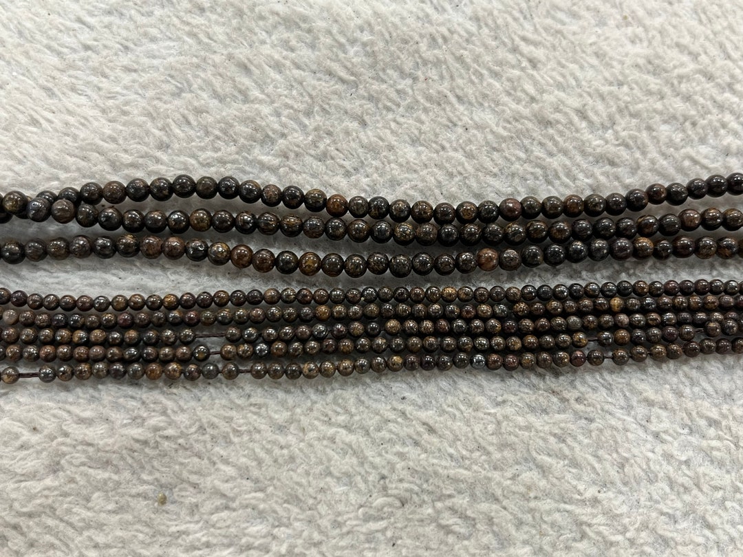 Bronzite Brown Jasper 2mm - 3mm Round Genuine Gemstone Loose Beads 15 ...