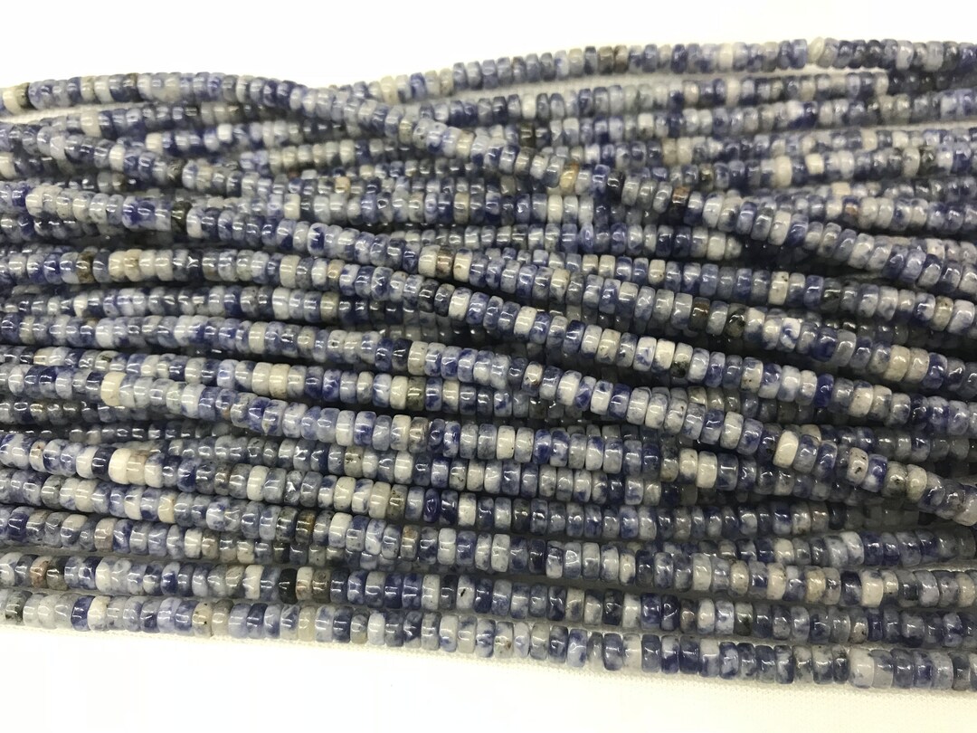 Natural Blue Spotted Jasper 2x4mm Heishi Genuine Loose Gemstone Beads ...