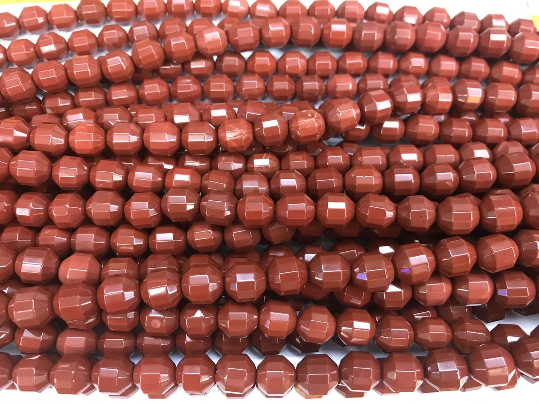 Faceted Red Jasper 9x10mm Barrel Cut Genuine Gemstone Loose Beads ...