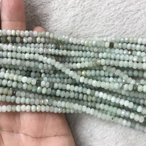 Genuine Faceted Green Jade 3mm - 4mm Rondelle Cut Natural Loose ...