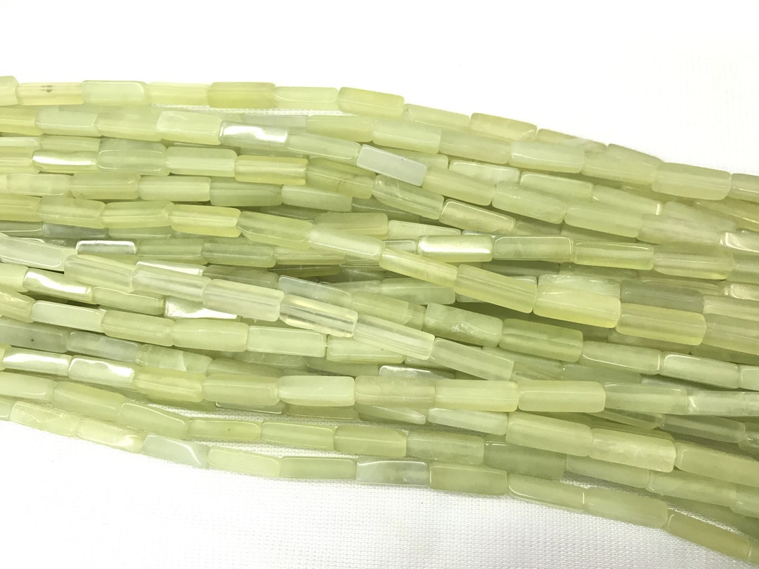 Natural New Jade 4x13mm Cuboid Genuine Loose Green Gemstone Tube Beads ...