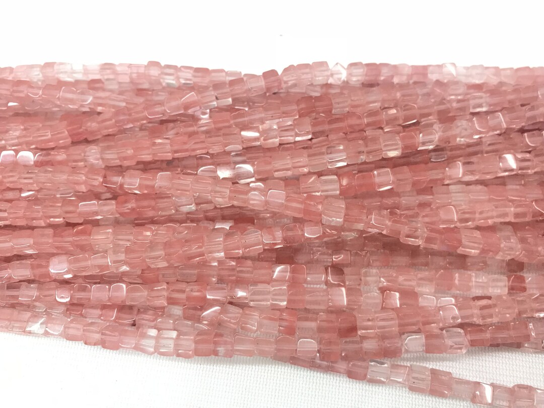 Watermelon Red Quartz 4mm Cube Cherry Crystal Loose Beads 15 Inch ...