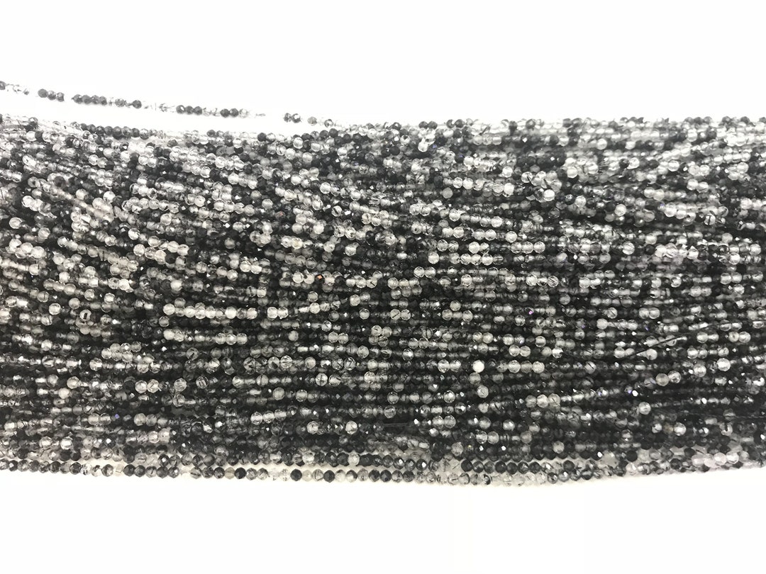 Genuine Faceted Black Rutilated Quartz 2mm/3mm Round Cut Natural Black ...