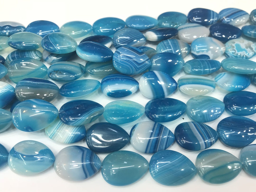 Banded Agate 15x20mm / 18x25mm / 22x30mm / 30x40mm Waterdrop Blue Dyed ...
