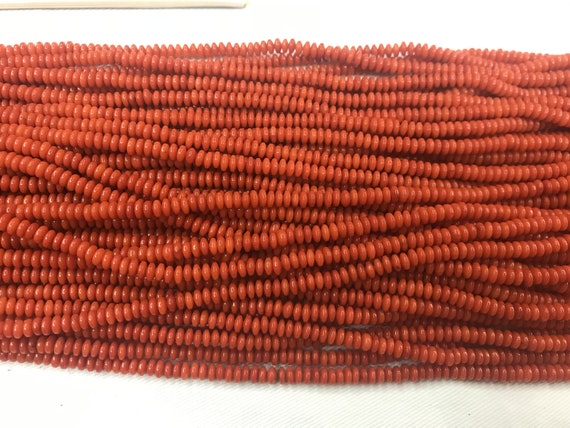 Sand Red Coral 2x4mm Disk Loose Color Dyed Gemstone Beads 15 - Etsy