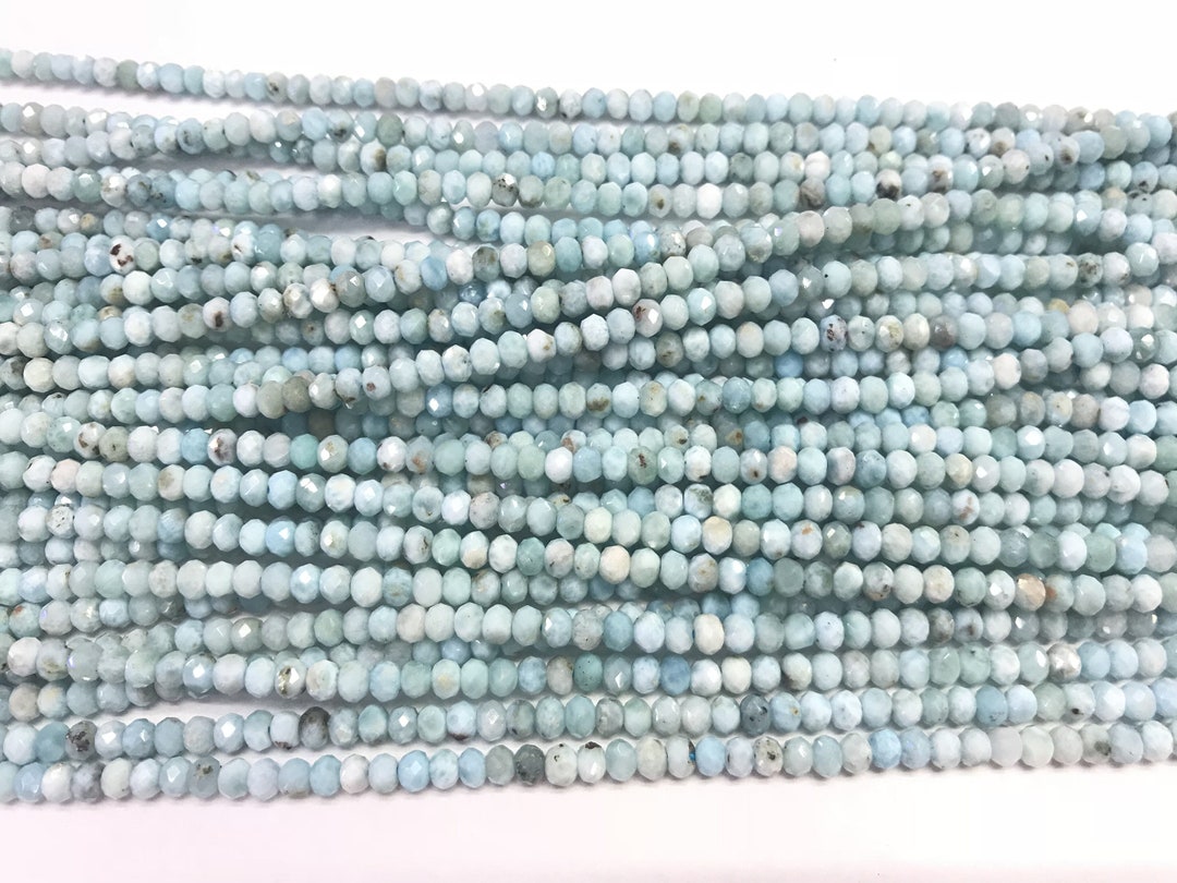 Genuine Faceted Larimar 3mm - 5mm Rondelle Cut Natural Grade A Loose ...