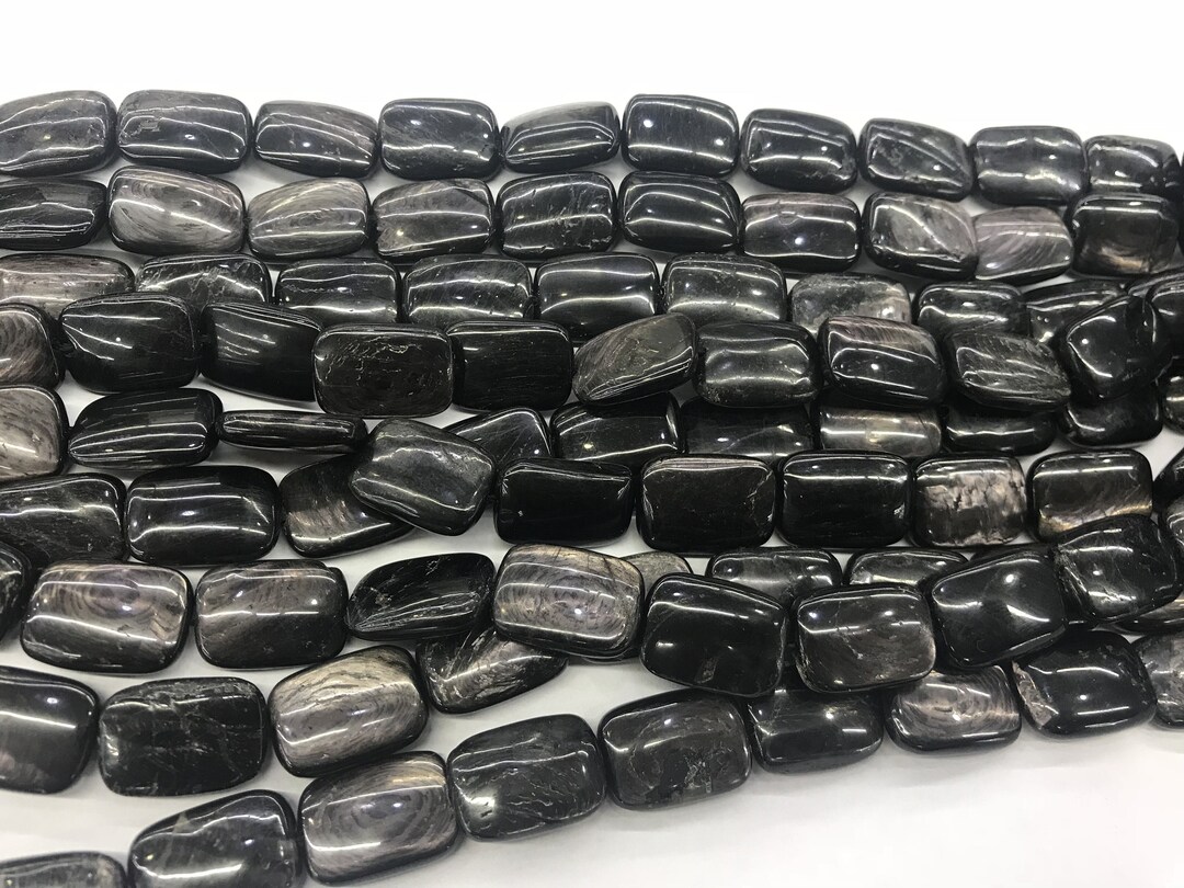 Natural Hypersthene 18x25mm Rectangle Genuine Black Loose Beads 15 Inch ...