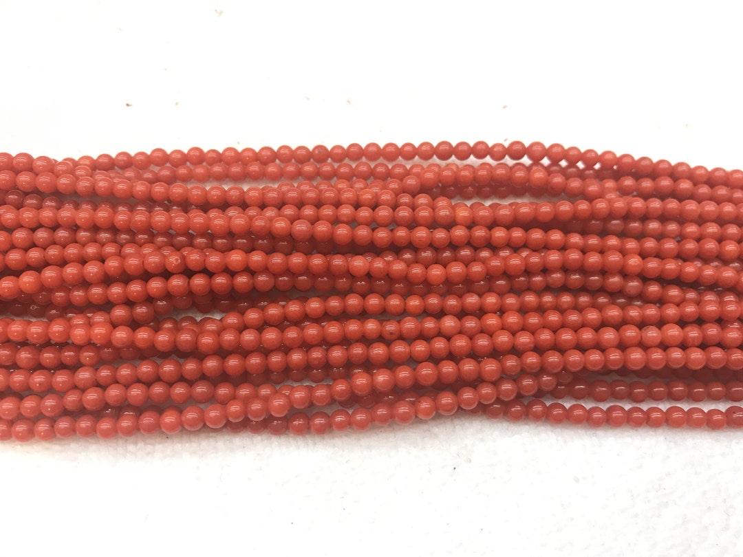 Sand Red Coral 2mm - 4mm Round Color Dyed Gemstone Loose Beads 15 Inch ...