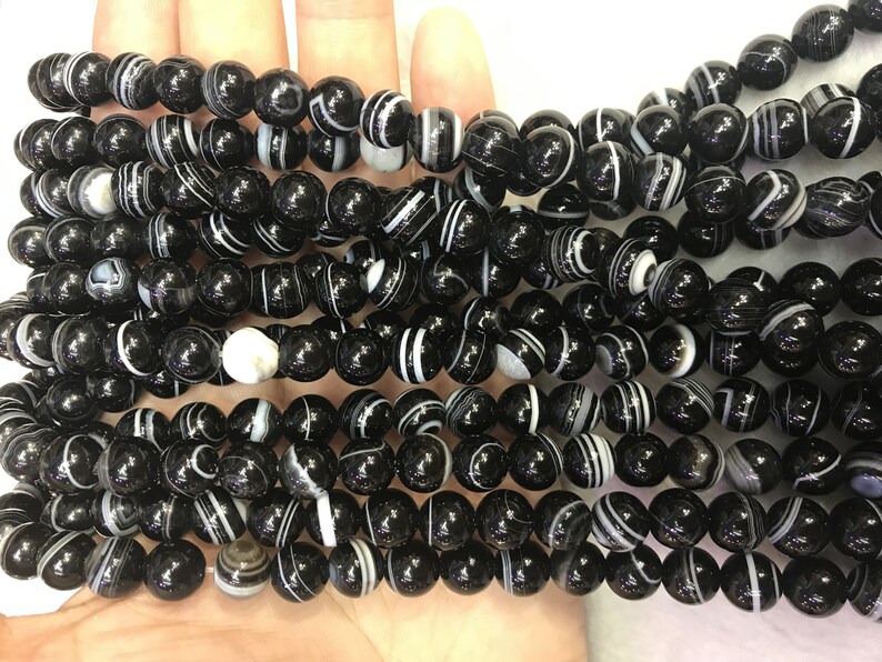 Black Banded Agate 6mm 20mm Round Gemstone Color Dyed Loose | Etsy