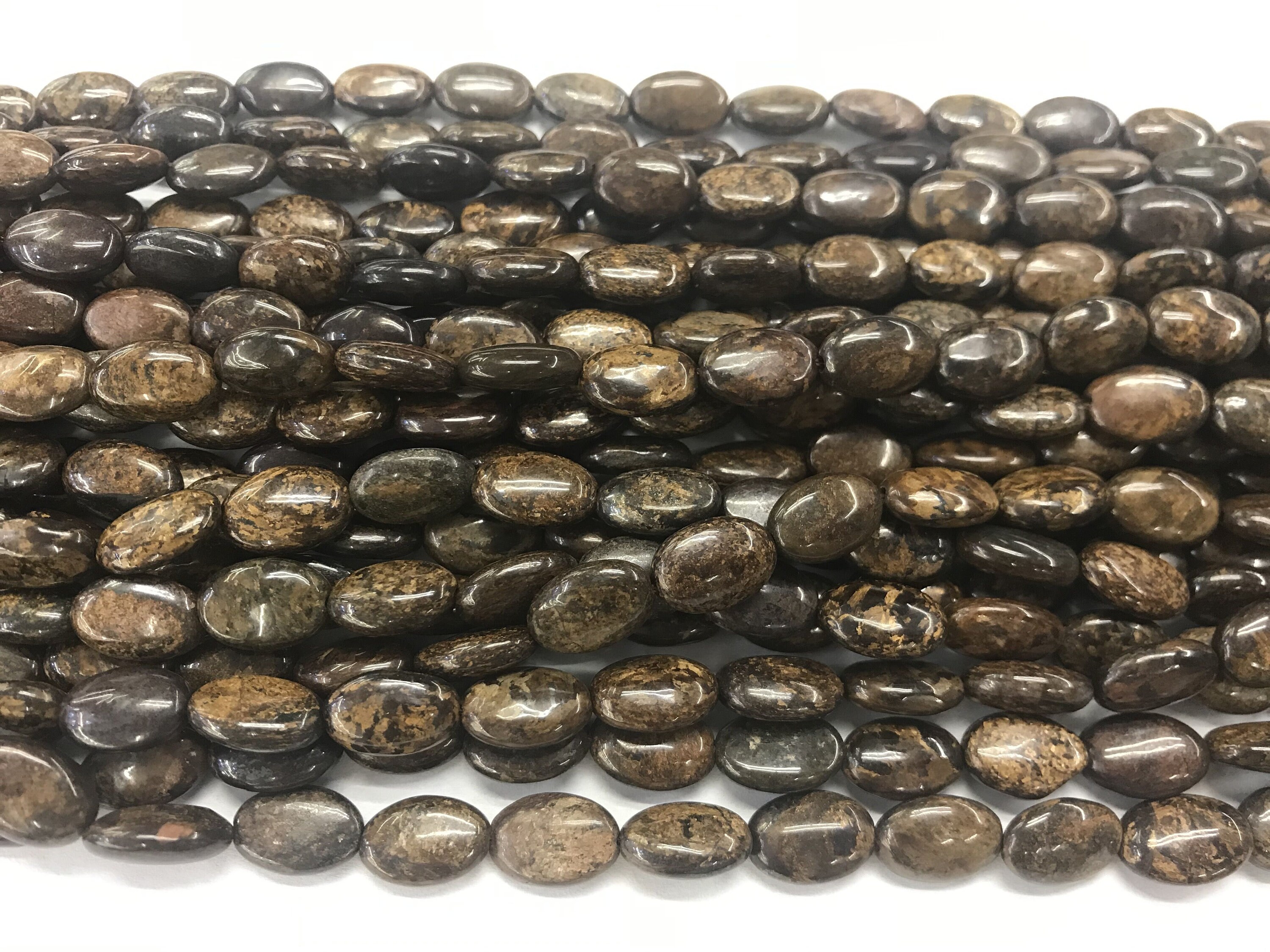 Natural Bronzite Jasper 15x20mm Oval Genuine Brown Gemstone Loose Beads ...