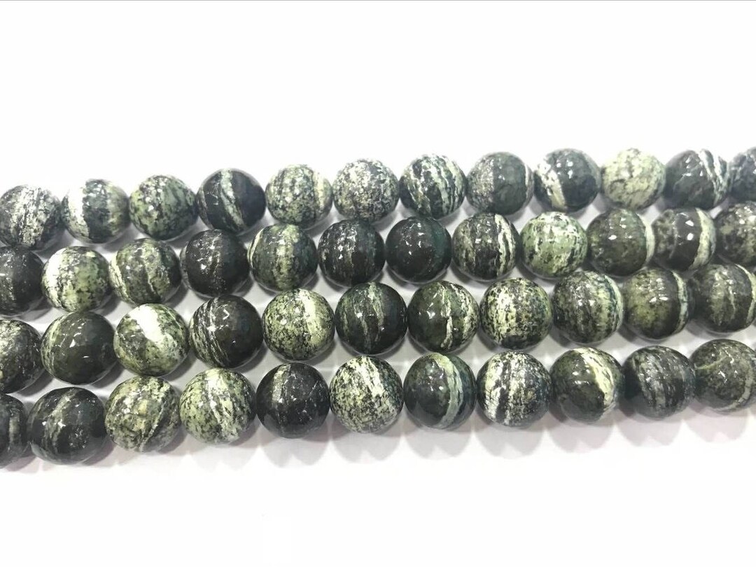 Genuine Green Silver Line Jasper 4mm - 12mm Round Natural Loose Zebra ...