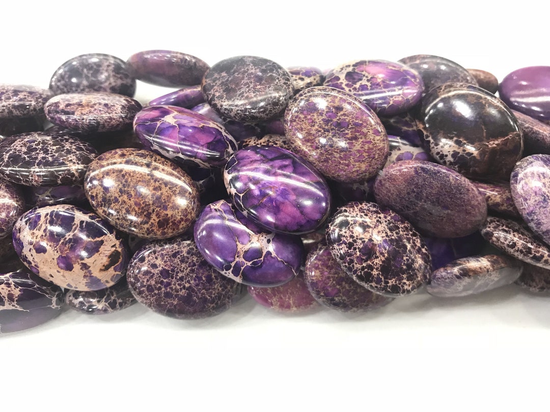 Imperial Jasper 18x25mm Oval Sea Sediment Jasper Purple Dyed Loose ...