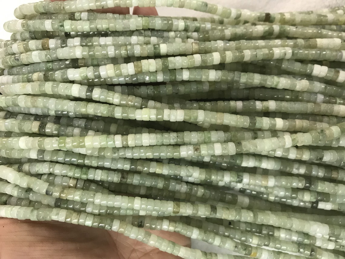 Light Green Qinghai Jade 2x4mm Heishi Genuine Gemstone Loose Beads ...