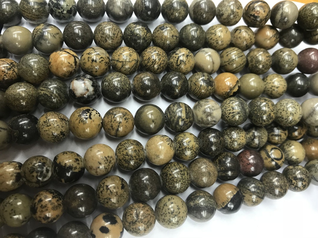 Natural Yellow Grass Flower Jasper 4mm -12mm Round Genuine Loose Beads ...
