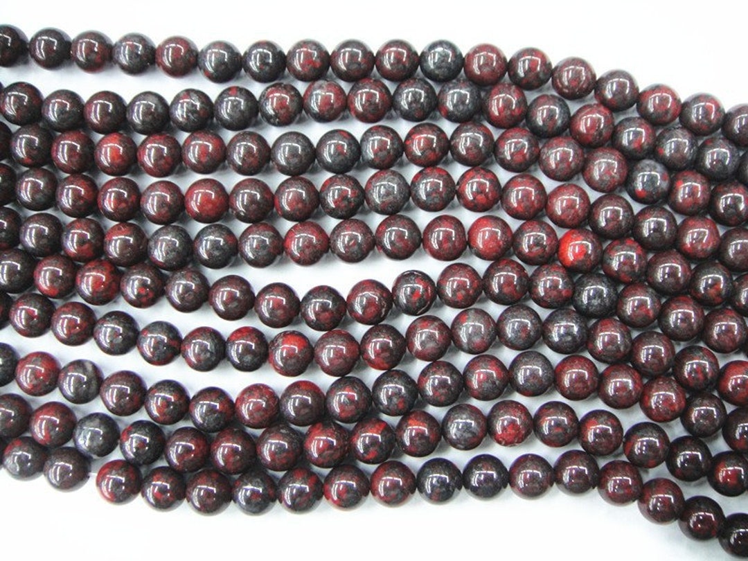 Natural Red Flower Jasper 4mm -12mm Round Genuine Loose Beads 15 Inch ...