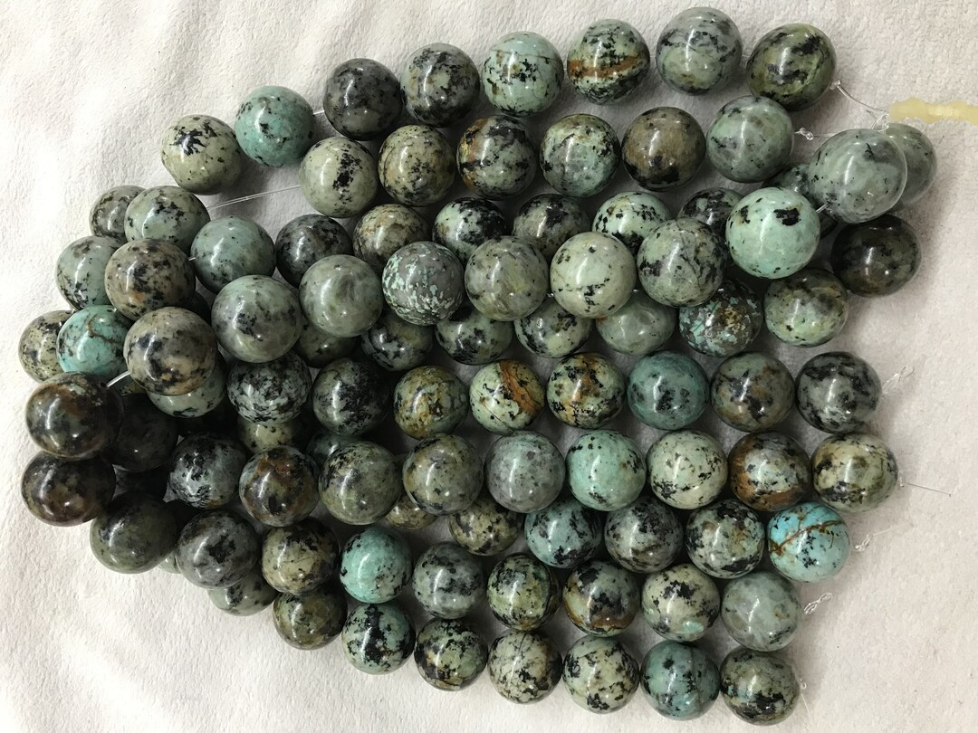Genuine Africa Turquoise 20mm Round Natural Gemstone Loose Beads 15 ...