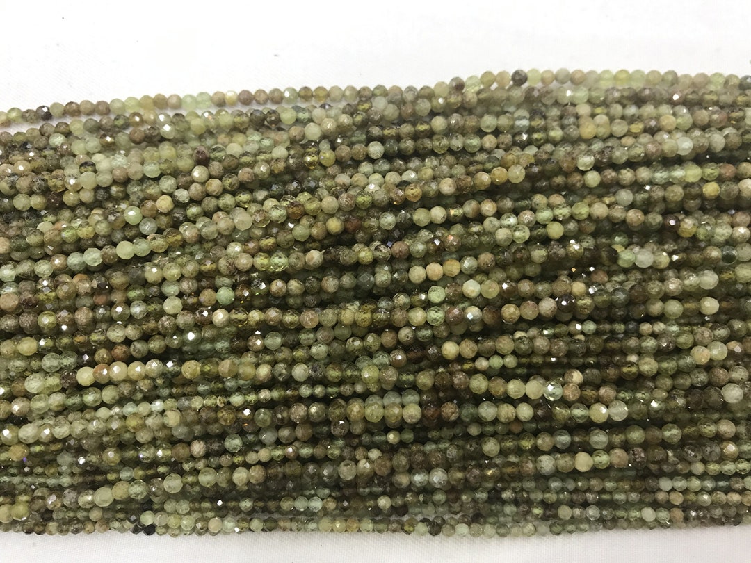 Granate verde facetado 2 mm 4 mm Corte redondo Granos sueltos de ...