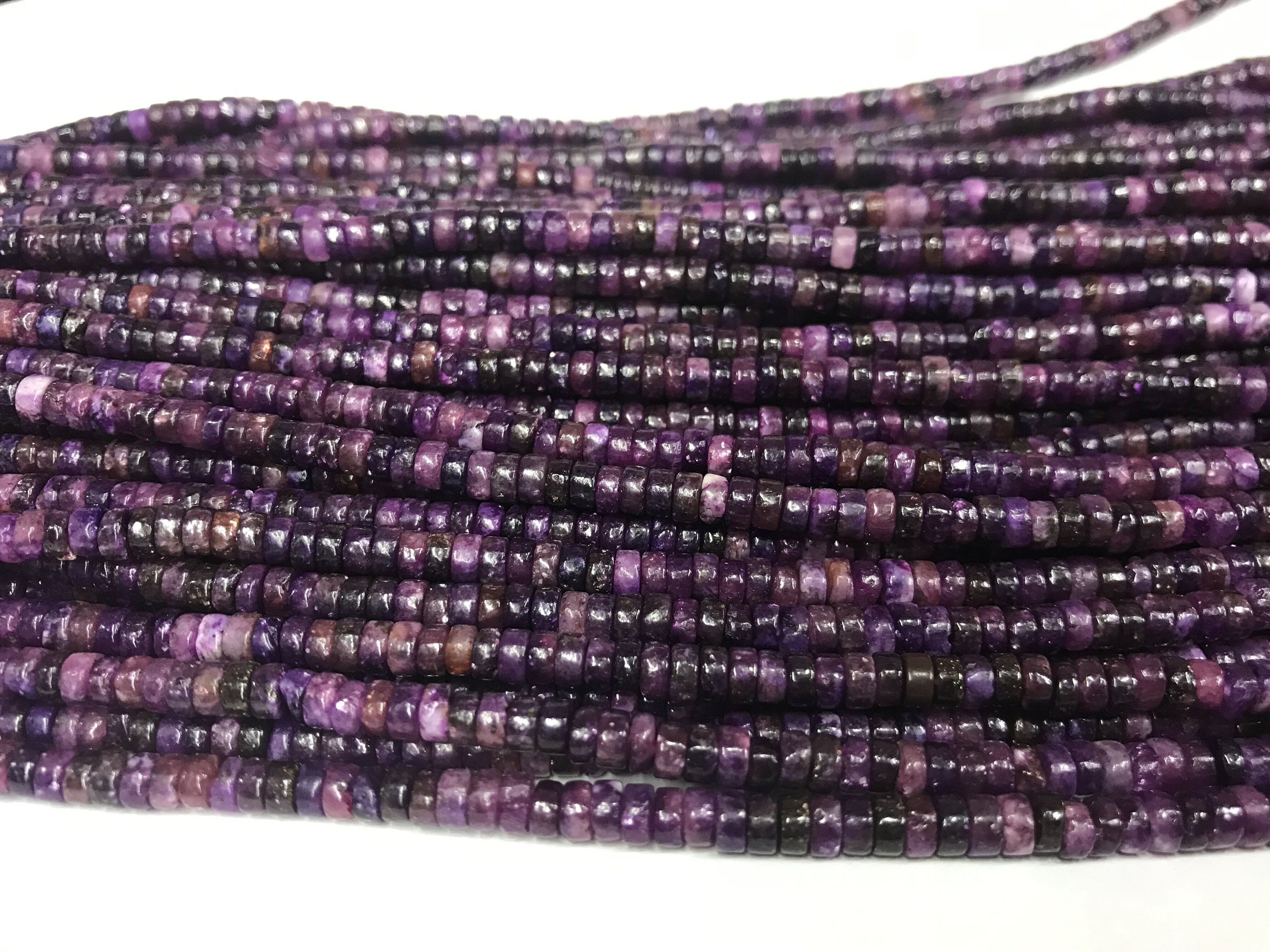 Lepidolite 4mm 8mm Heishi Purple Dyed Gemstone Loose Beads | Etsy