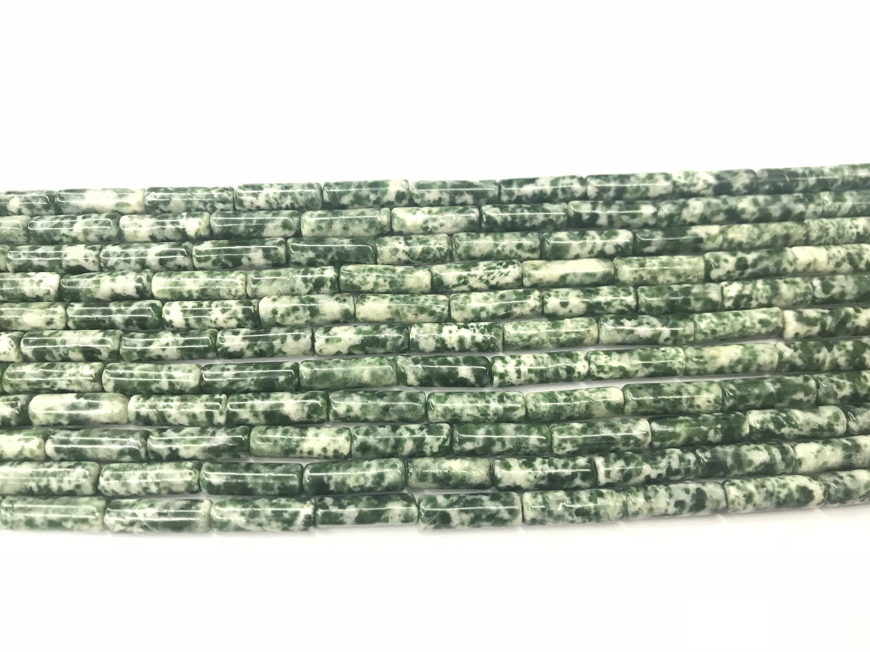 Natural Green Spotted Jasper 4x13mm Column Genuine Gemstone | Etsy