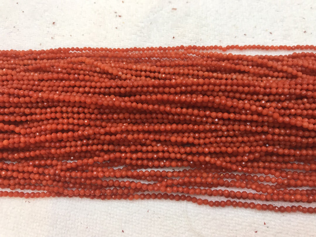 Faceted Sand Red Coral 2mm Round Cut Gemstone Color Dyed Loose - Etsy