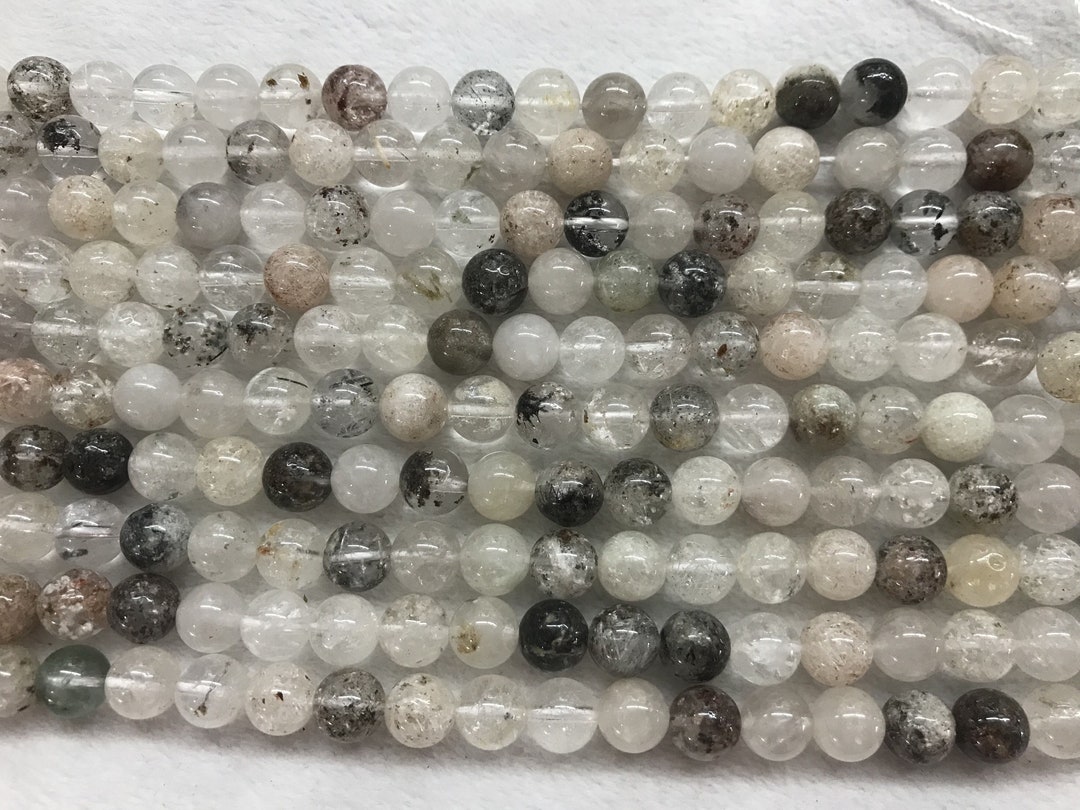 Natural Phantom 6mm - 10mm Round Garden Ghost Crystal Loose Beads 15 ...