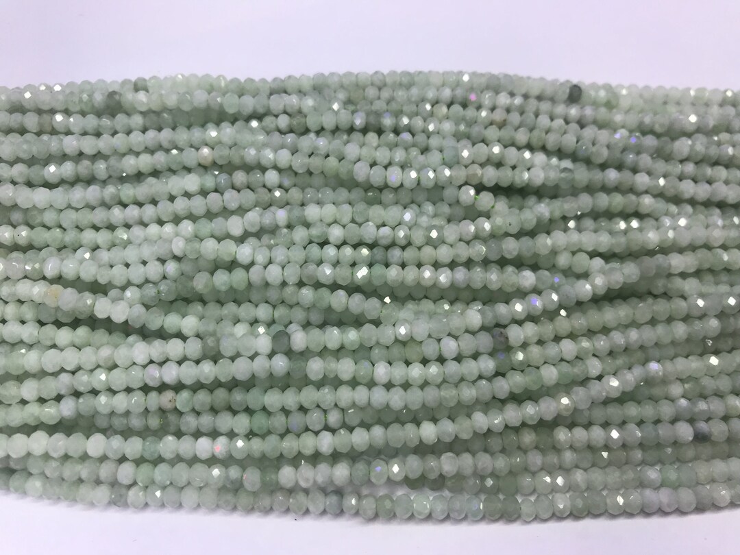 Genuine Faceted Green Jade 3mm - 4mm Rondelle Cut Natural Loose ...