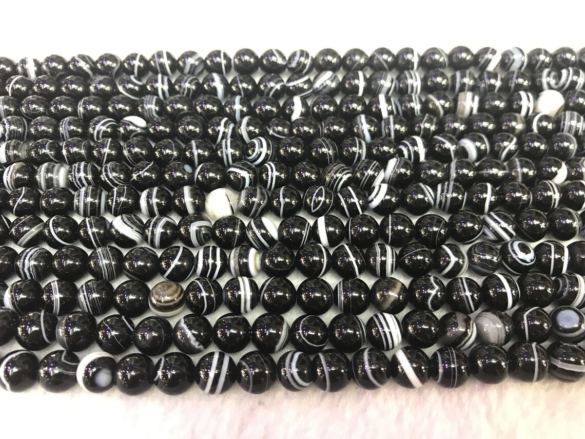 Black Banded Agate 6mm 20mm Round Gemstone Color Dyed Loose | Etsy