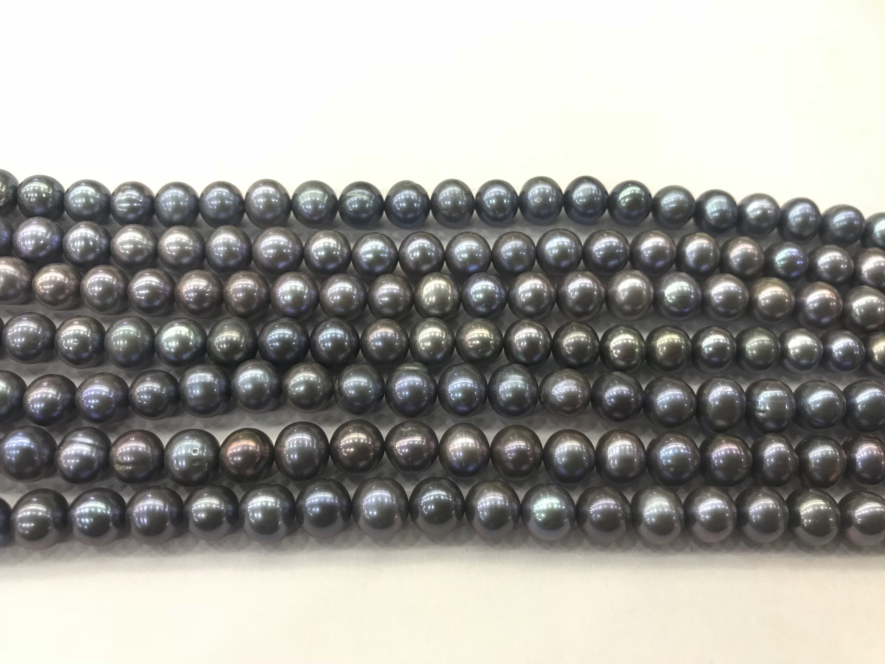 Perla de agua dulce 6-7mm Offround azul color negro teñido | Etsy