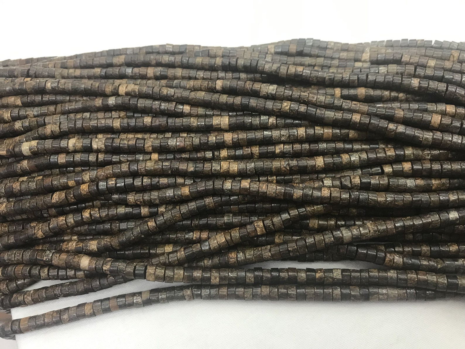 Natural Bronzite Jasper 3mm 4mm Heishi Genuine Brown Gemstone Loose ...